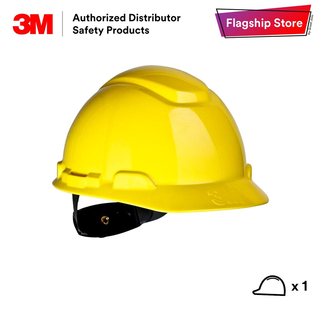 3M H-702R Yellow Colour Safety Helmet/ 4-Point Suspension Ratchet Type ...