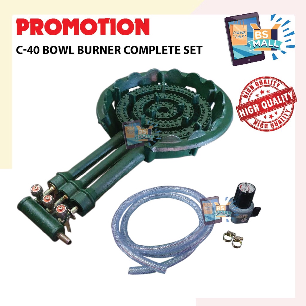 C-40 BS MALL Cast Iron Bowl Burner 3 Fire Control High Pressure Gas ...