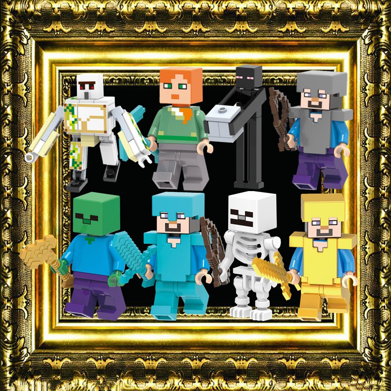 Golden Steve Skeleton Enderman Iron Golem Compatible with Leging ...