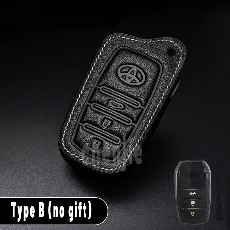 Toyota key case leather remote key case with key fod car logo Vios ...