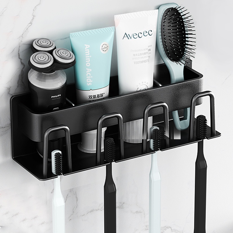 YUN JIE YA Multifunctional Bathroom Shelf Toothbrush Holder Wall ...