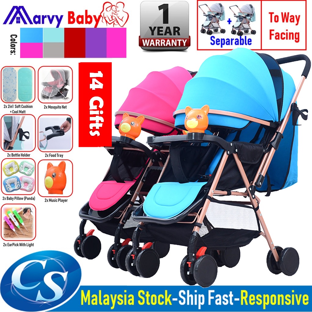 MarvyBaby HY6603 Luxury Separable Twin Twins Stroller 2 Two Way Facing ...