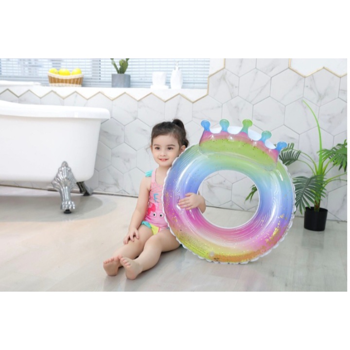 SYH Sequins Rainbow Crown Children Swimming Laps Pool Ring(Ready Stock ...