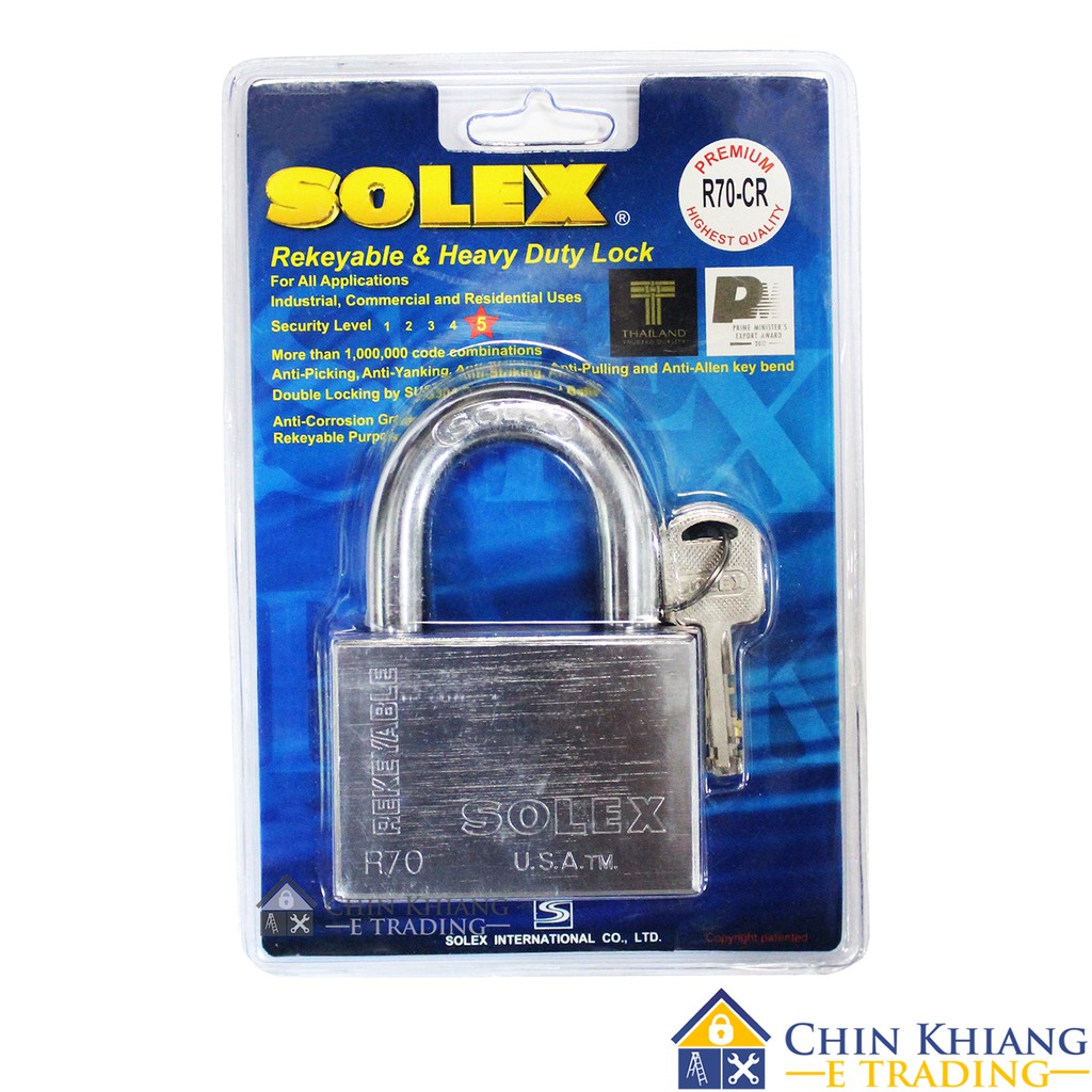Solex CR70 Rekeyable & Heavy Duty Padlock 70mm | Shopee Malaysia