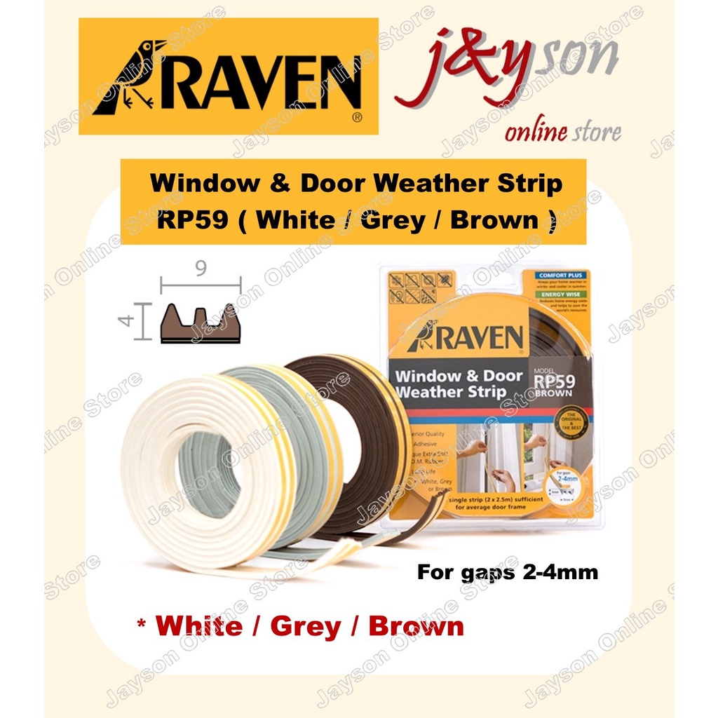 RAVEN RP59 Window & Door Weather Strip EDPM Rubber ( For Gap 2mm to 4mm ...