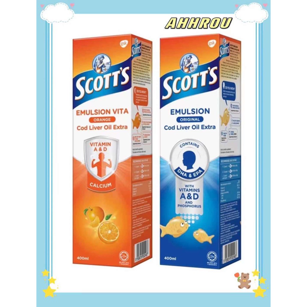 SCOTT'S EMULSION COD LIVER OIL 400ML (ORIGINAL/ORANGE) | Shopee Malaysia