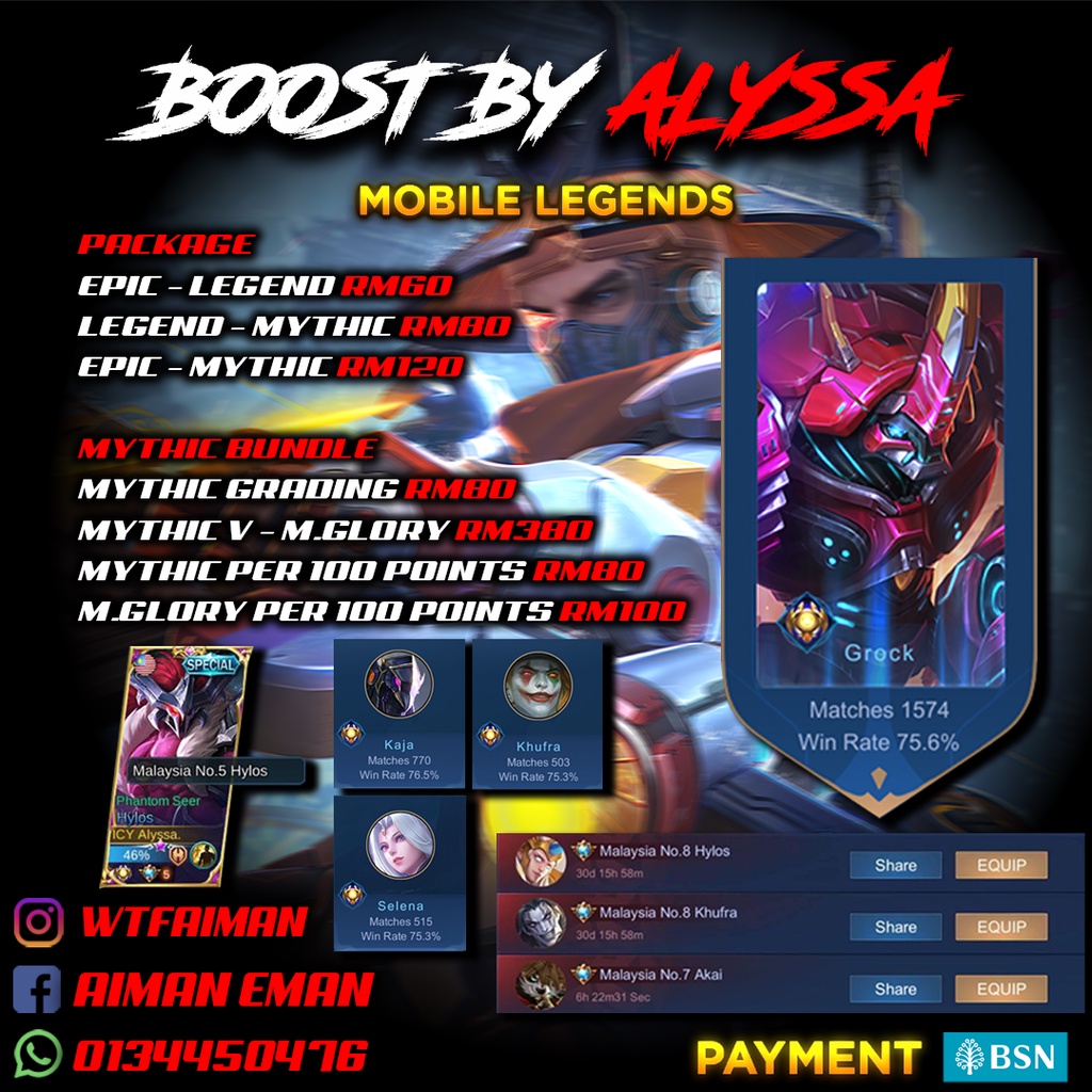 MLBB BOOSTING SERVICE/JOKI MOBILE LEGEND/BOOSTING ML RANK/BOOSTING ...