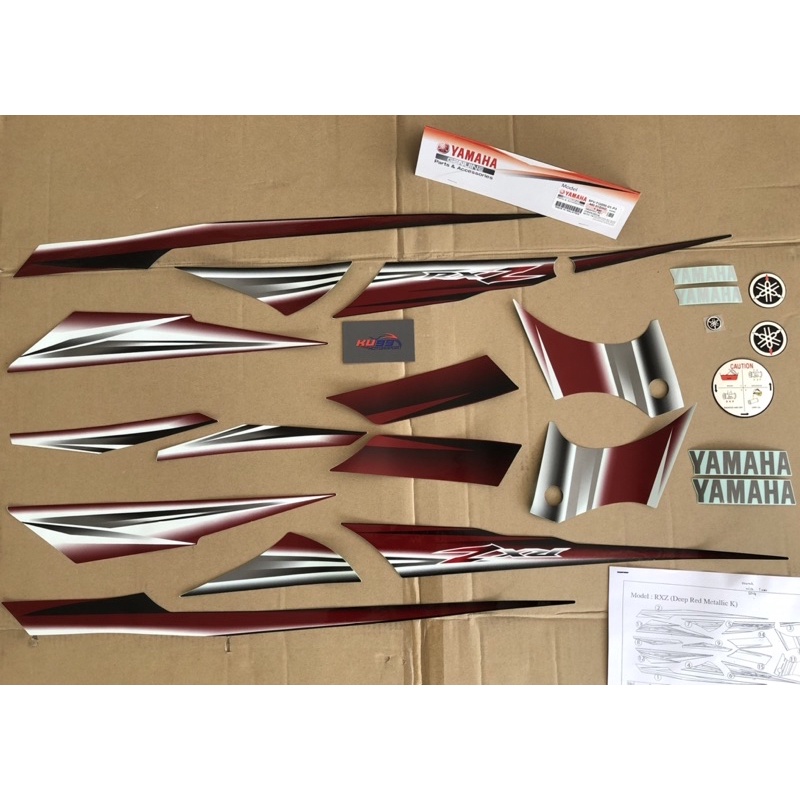 ORIGINAL RXZ STICKER MERUN HITAM MAROON BLACK RED GRAPHIC SET STIKER ...