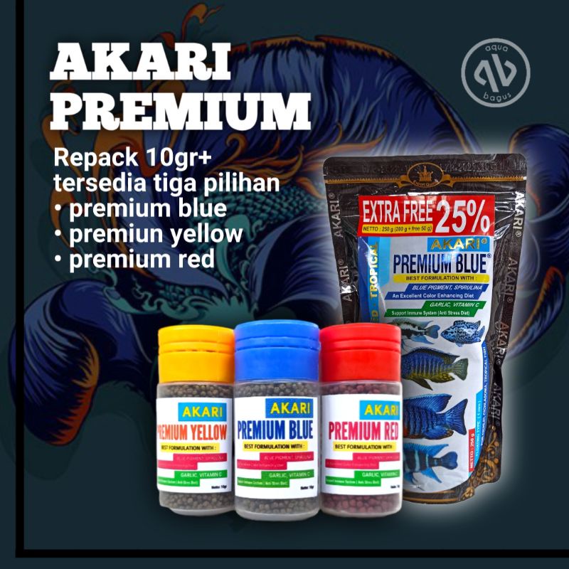 Repack Akari Premium Blue Yellow Red chana fish food feed | Shopee Malaysia