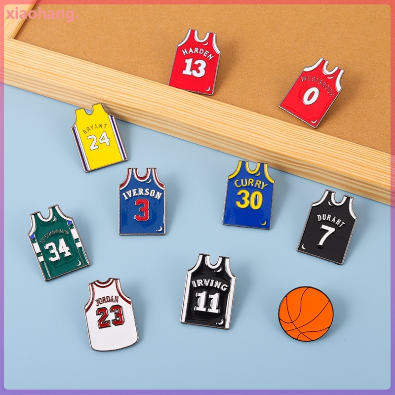 Basketball Player Jersey Enamel Lapel Pins Red Blue Jersey Badge ...