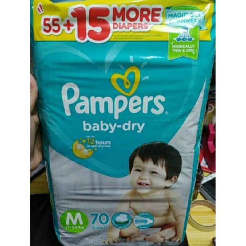 Pampers Medium Dry Taped Diaper 70pcs | Shopee Malaysia