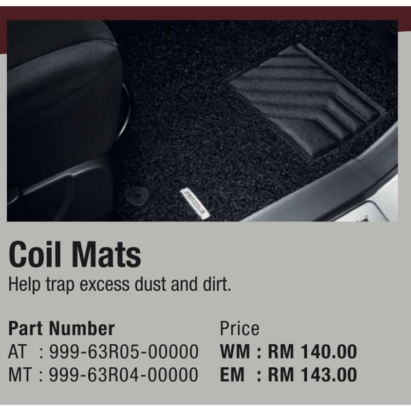 PERODUA Raya offer AXIA MYVI BEZZA ARUZ Alza original gear up coil mat ...