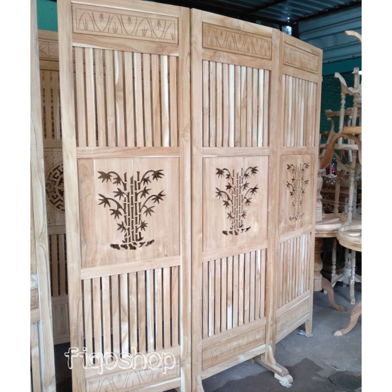 KAYU Partition Sketch Raw teak wood room divider jepara furniture ...