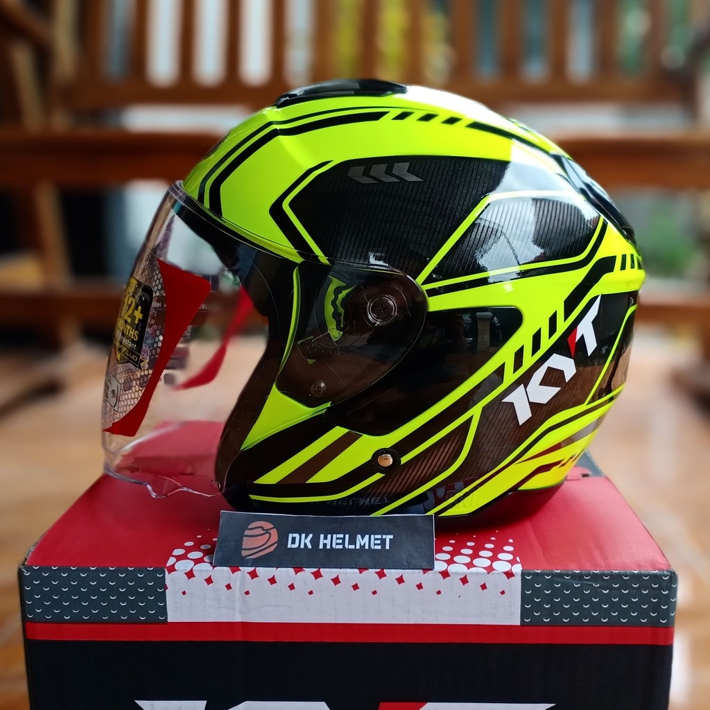 Kyt Half Face Kyoto Super Fluo Carbonized Edition 01 Yellow Fluo Open ...
