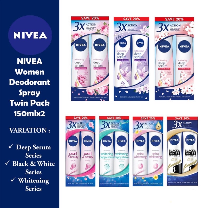 NIVEA WOMEN DEADORANT SPRAY TWIN PACK | Shopee Malaysia