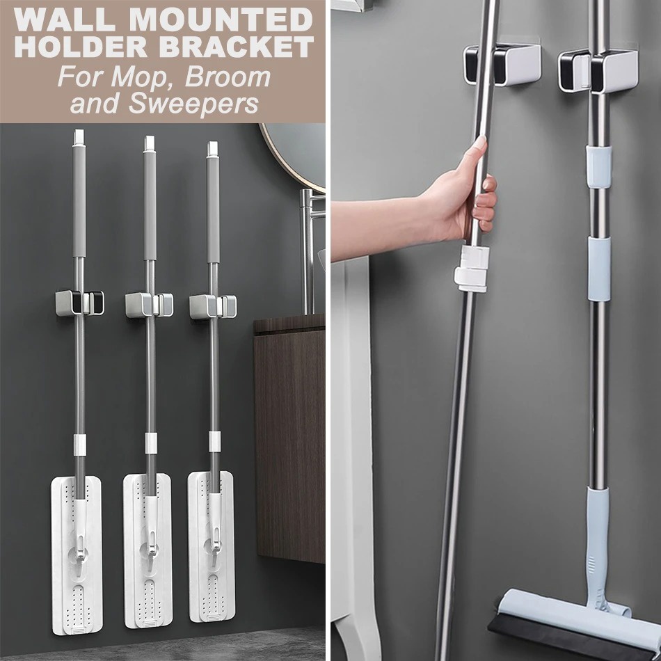 YQ Wall Mounted Mop Sweeper Holder Bracket / Tempat Gantung Dinding ...