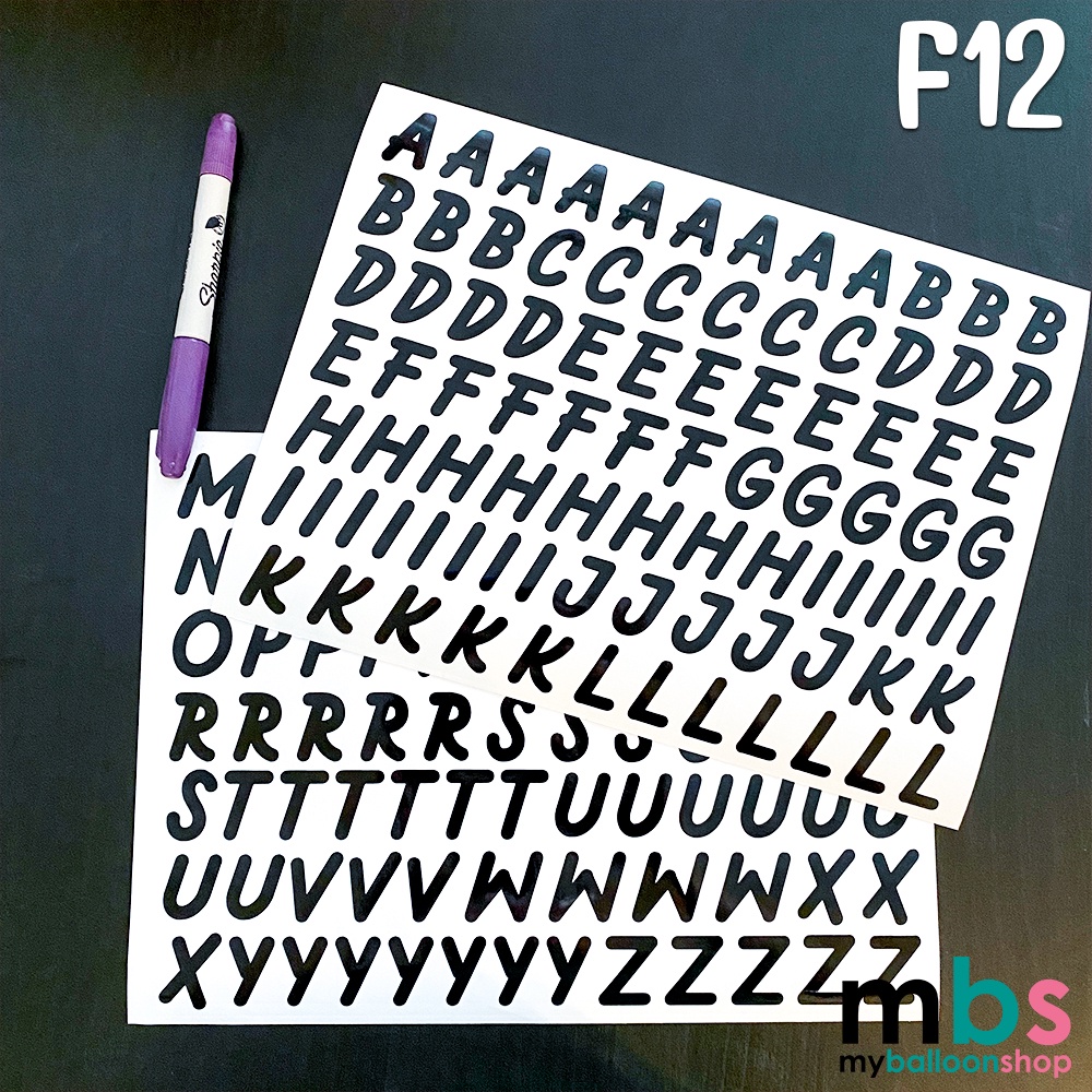 ABC Sticker Capital Letters Bubble Balloons Transparent Sticker ...