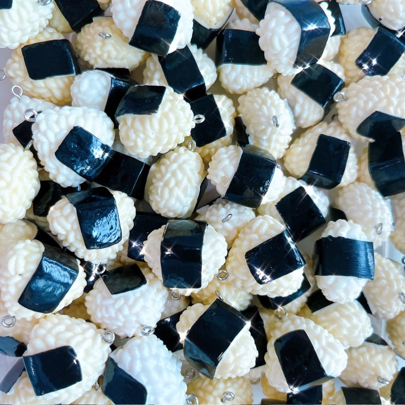 1 pcs rice dumpling onigiri pendant charm resin cute kawaii food ...