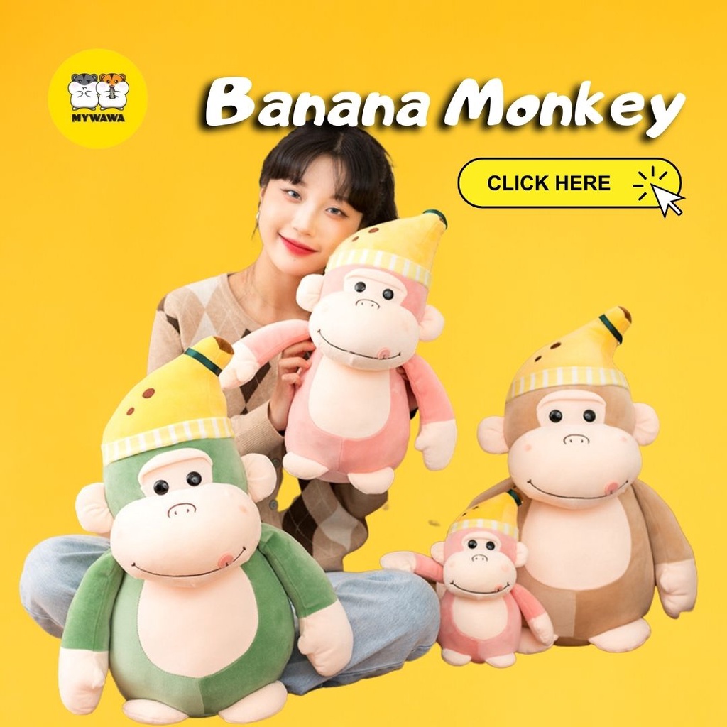 Patung Monyet King Kong Pisang Bantal Peluk Haiwan Kartun Hadiah Monkey ...