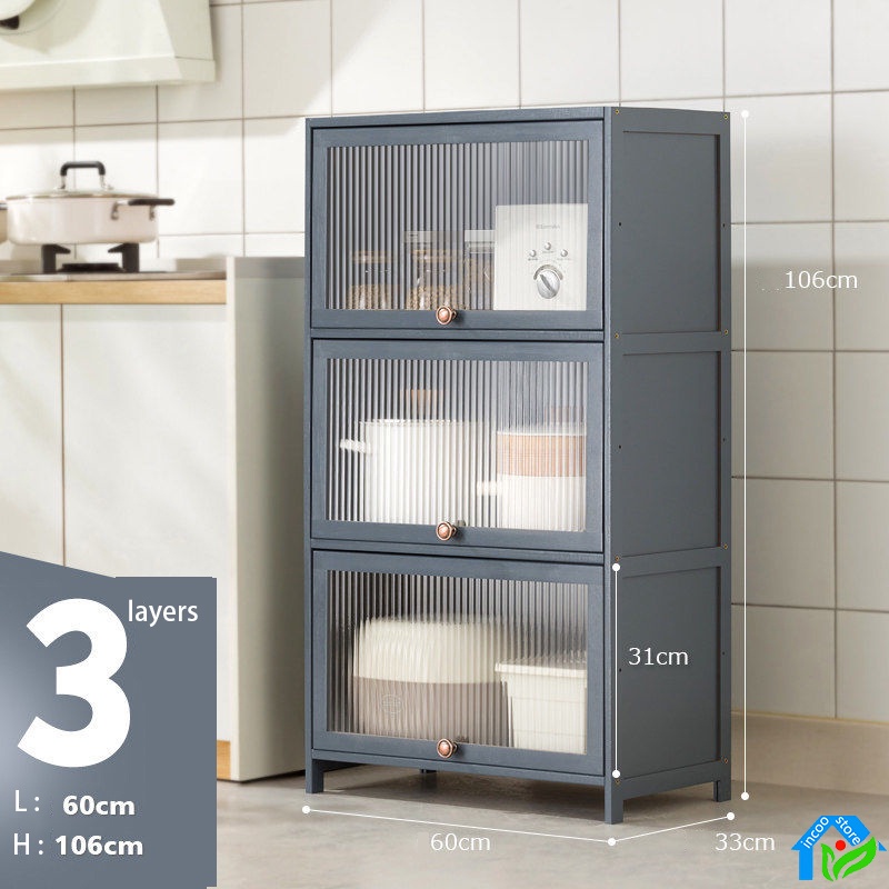 🔥Ready Stock🔥kitchen storage rack with door floor multi-functional ...