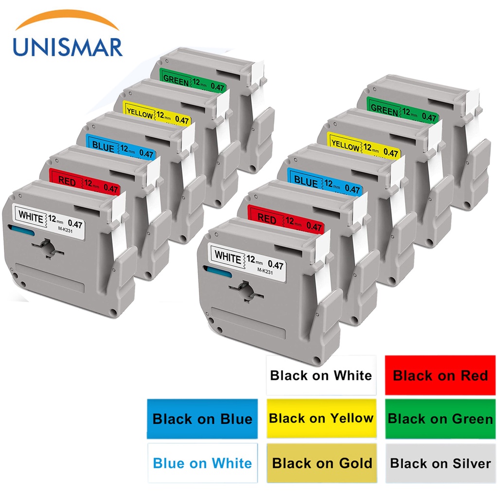 【9mm | 12mm】Label Maker Tape MK231 M-K231 MK221 M-K221 Black on White ...