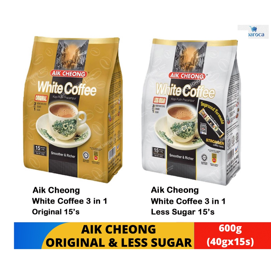 Aik Cheong 3 in 1 White Coffee (Original / Less Sugar) (15's x 40g) | Shopee Malaysia