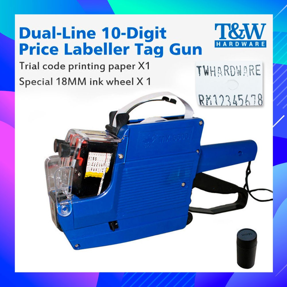 MX-6600 10 Digits 2 Lines Alphabet Price Tag Gun Labeler Double-line ...