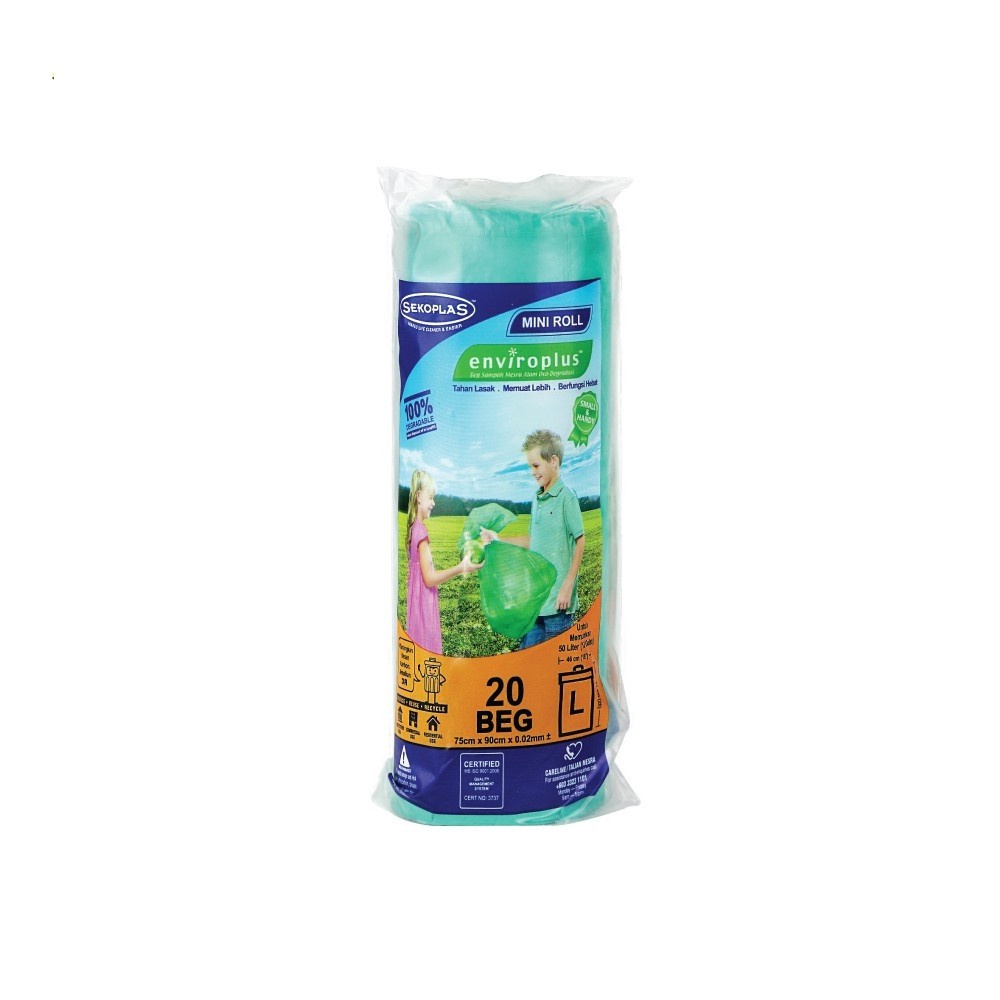 SEKOPLAS Enviroplus Mini Roll Garbage Bags Large (20pcs) | Shopee Malaysia