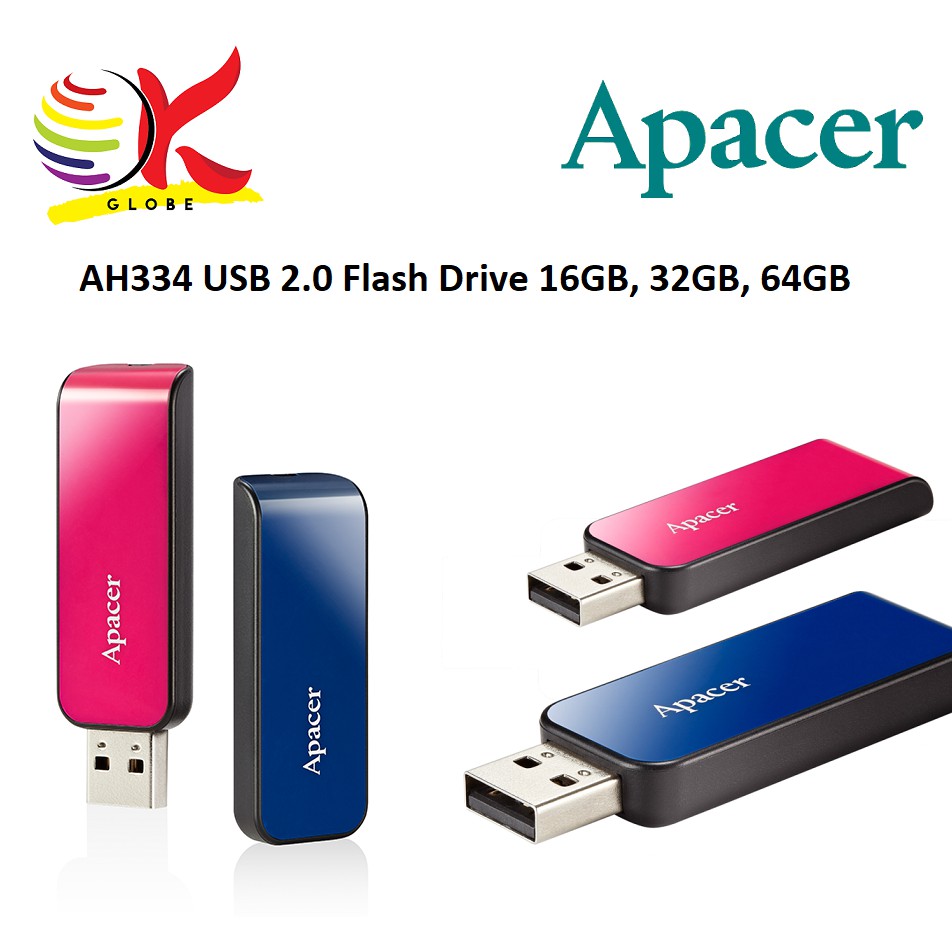 APACER AH334 USB 2.0 USB FLASH DRIVE PENDRIVE THUMB DRIVE WITH TRAP HOLE AND HIDDEN SLIDE KEY ...