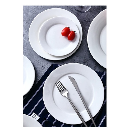 White Plain Ceramic Flat Plate | Shopee Malaysia