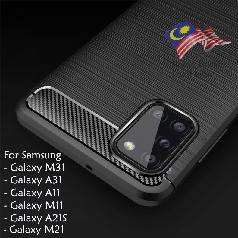Samsung Galaxy M31 A11 M11 A21S A31 M21 TPU Carbon Fiber Silicone Soft ...