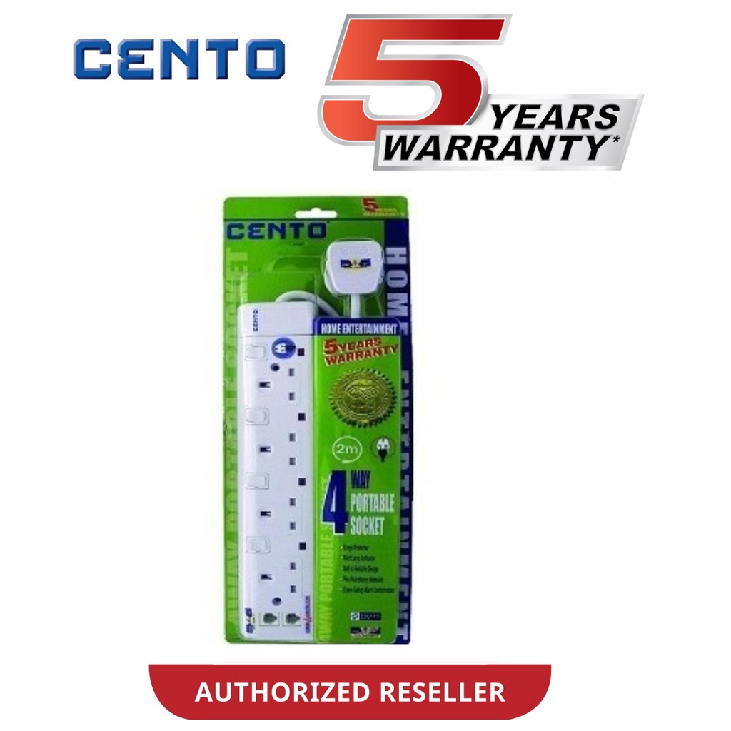 CENTO 4-PLUG EXTENSION SOCKET 2M (CT-534N) | Shopee Malaysia