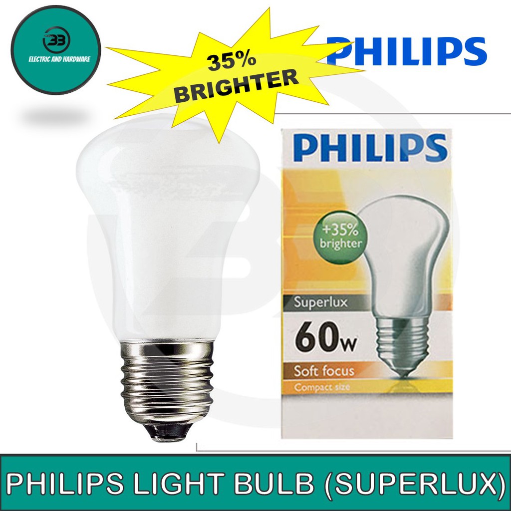Philips Superlux Soft Focus Compact Size E27 100W 60W 40W E50 E60 Warm White Yellow (E27/ B22 ...