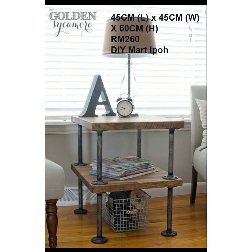 Hard Wood Loft Vintage Style Double Layer Natural Wooden Side Table ...