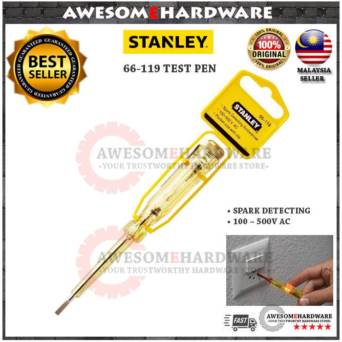 (100% ORIGINAL) STANLEY 66-119 500V AC TEST PEN WITH SPARK STANLEY TEST ...