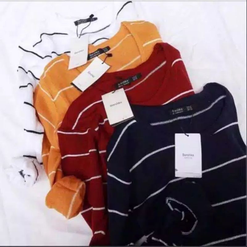 Women's STRIPE KNIT KNIT SWEATER | Shopee Malaysia