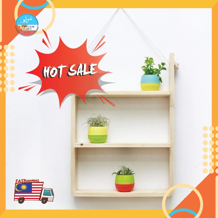 ( READYSTOCK ) Rustic Floating Decoration Solid Pine Wood Wall | Rak ...