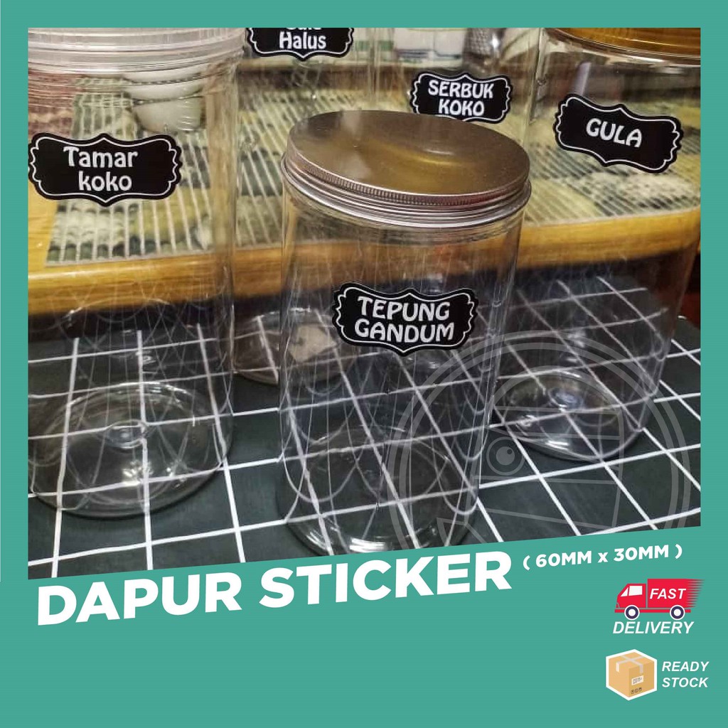 48pcs Kitchen Sticker Label/Dapur sticker label/Bahasa/English/Mandarin ...