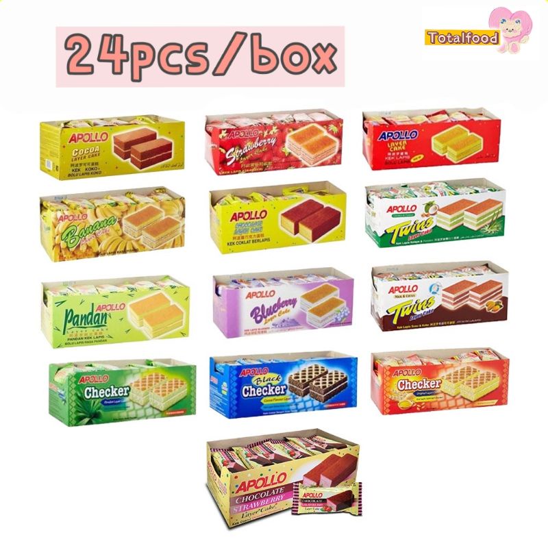 24pcs x 18g Apollo Layer Cake / Checker /Twins Assorted Flavor | Shopee ...