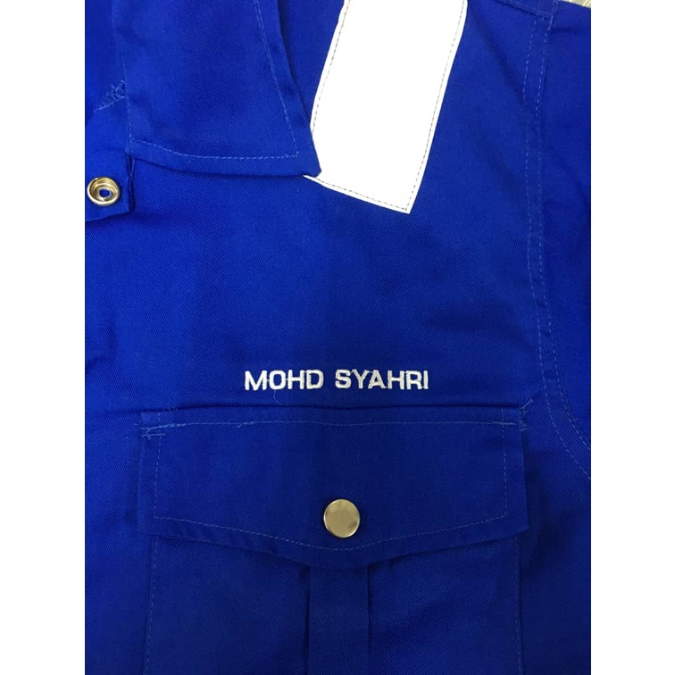 Name/Logo Embroidery Sulaman Nama on Jacket / Coverall | Shopee Malaysia