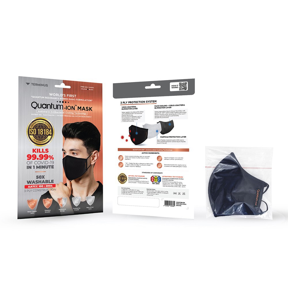 TERMINUS QUANTUM-ION Mask/RESONANCE+NRG Mask Antimicrobial Washable ...