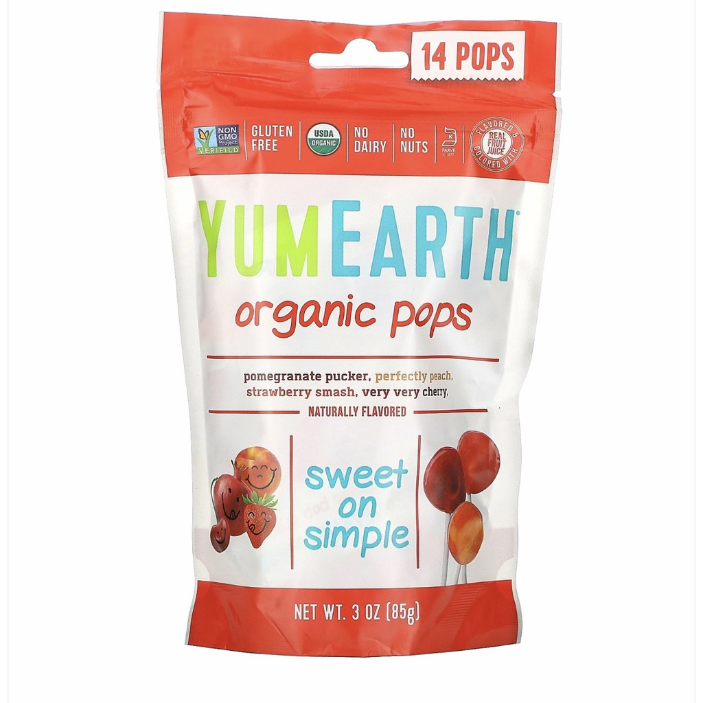 YumEarth, Organic Pops, Assorted Flavors, 14 Pops, 3 oz (85 g)/ 50 Pops ...
