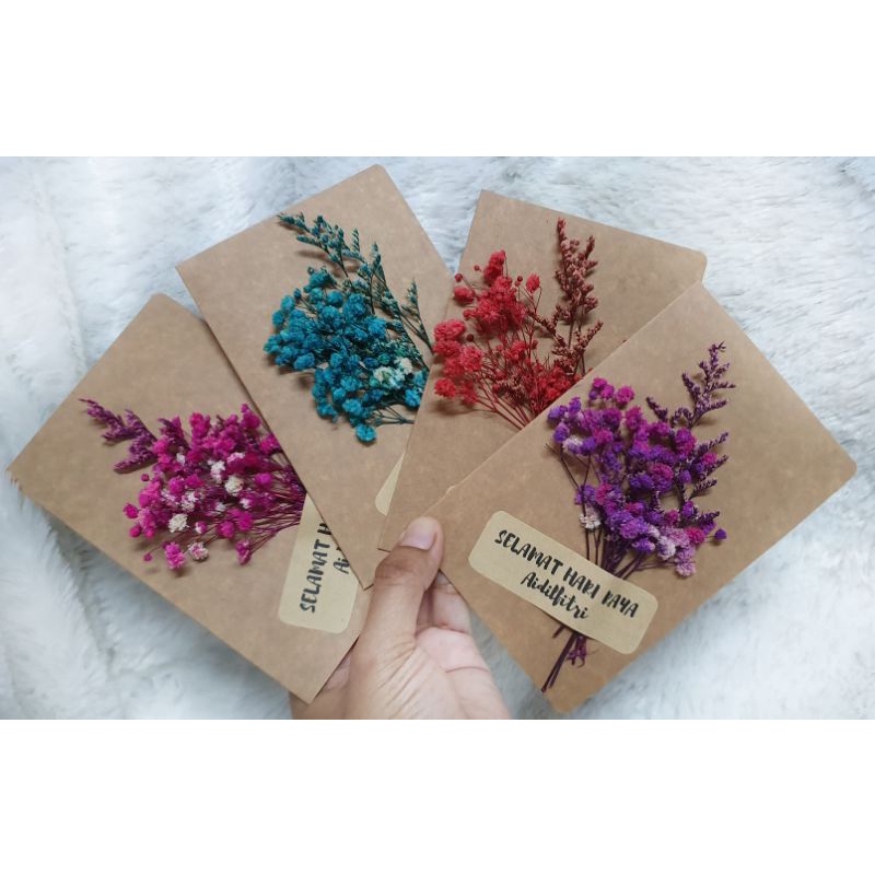 Kad Raya [Kad Ucapan Hari Raya] Handmade Card Dried Flower | Shopee ...