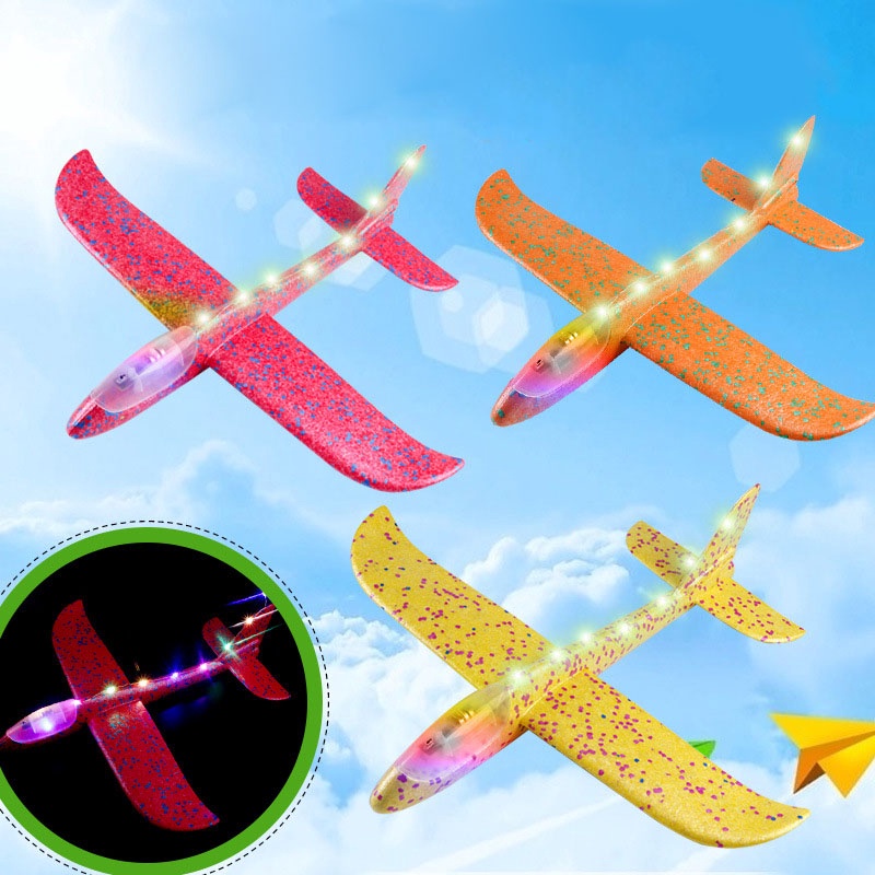 48cm Full Led Large Kids Hand Throw Aeroplane Toys Flying Glider Toy ...