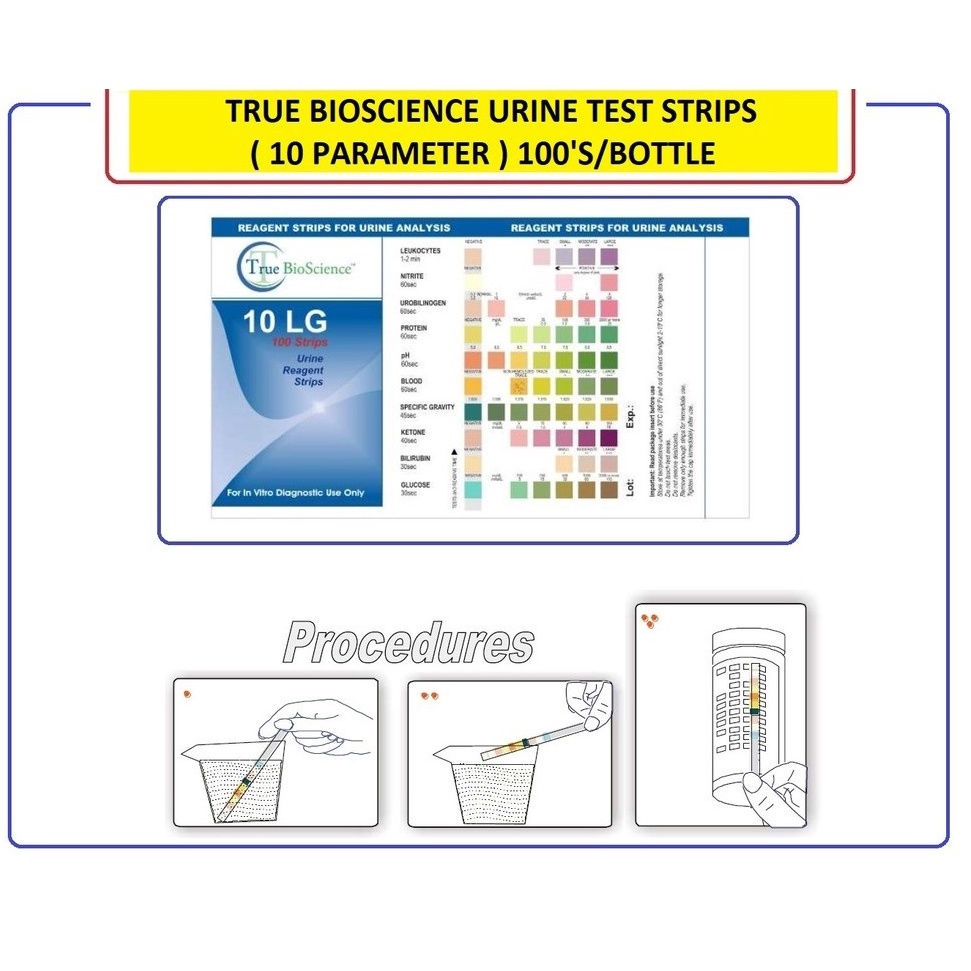 TRUE BIOSCIENCE 10 PARAMETER URINE STRIPS (GLUCOSE, BILIRUBIN, KETONE ...