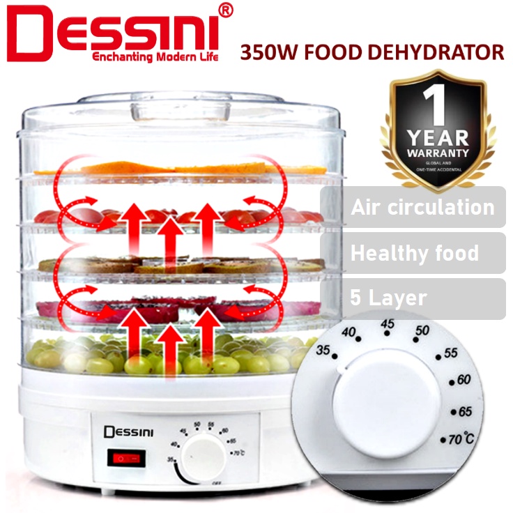 DESSINI ITALY 5 Layer Tray Food Dehydrator Dried Fruit Vegetable Meat ...
