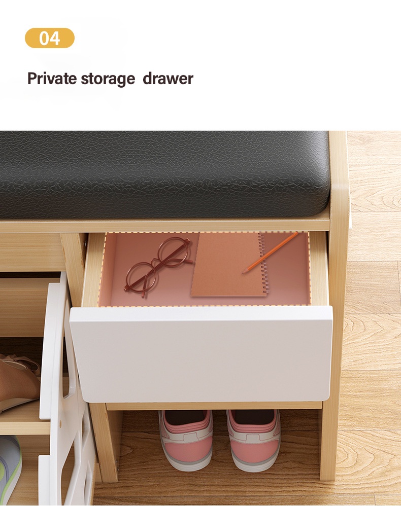 HXD0014K2N284 Shoe Cabinet with Cushion Sofa Shoe Rack Modern Wooden ...