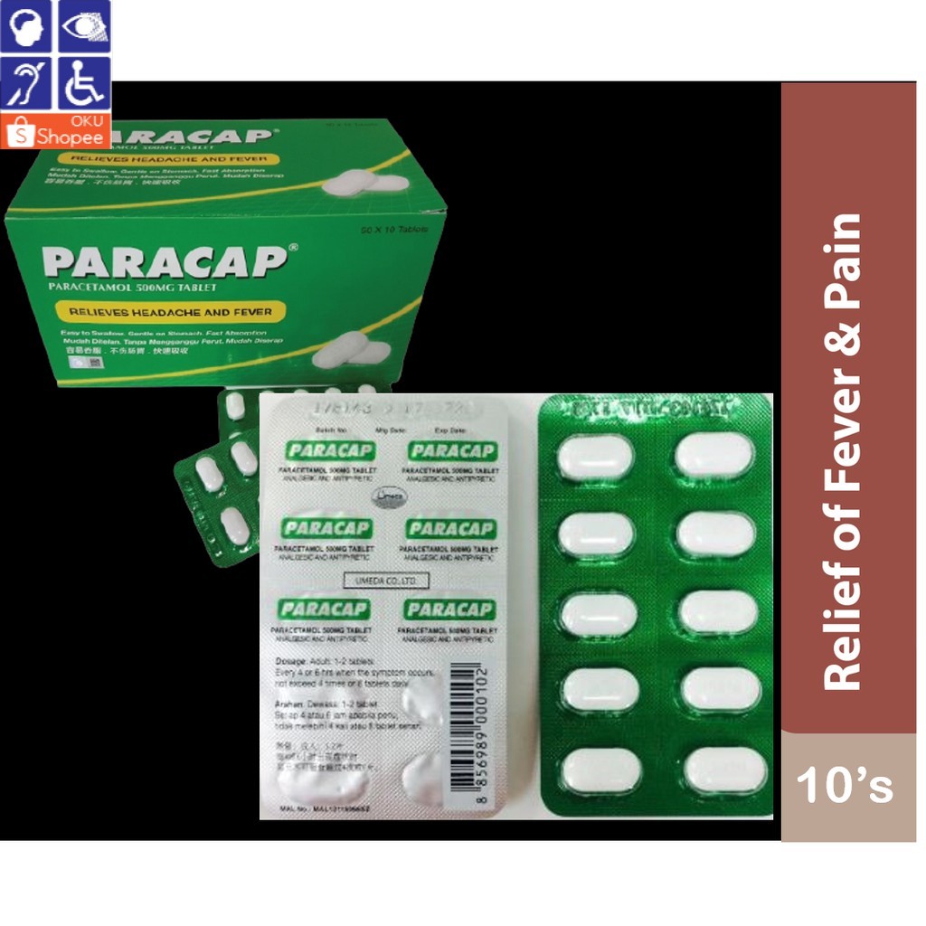 PARACAP 500MG Paracetamol Tabs 10s(Exp-12/2022) | Shopee Malaysia