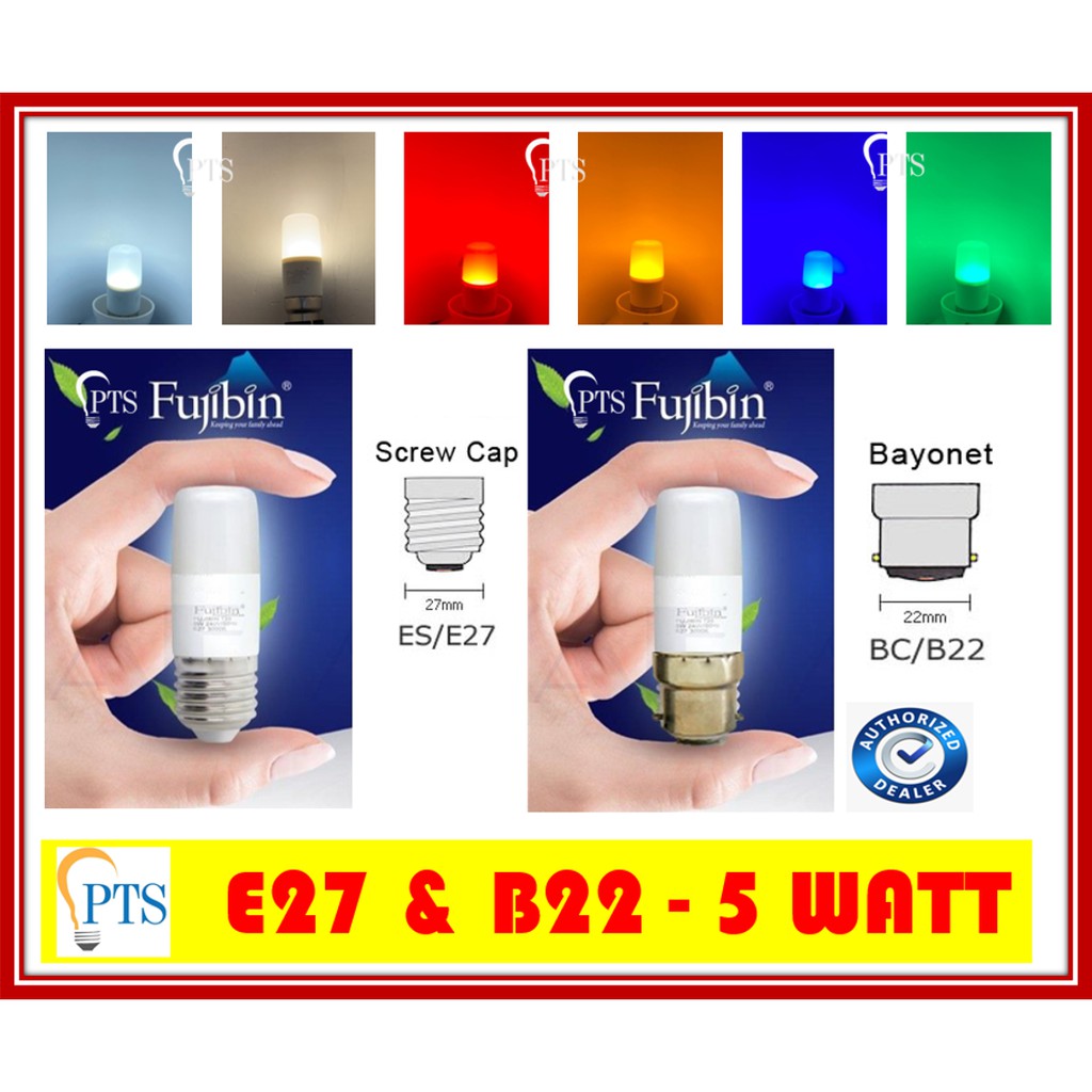 FUJIBIN LED 5W Thumb Magic T Bulb / Mini Color T28 B22 / E27 | Shopee ...