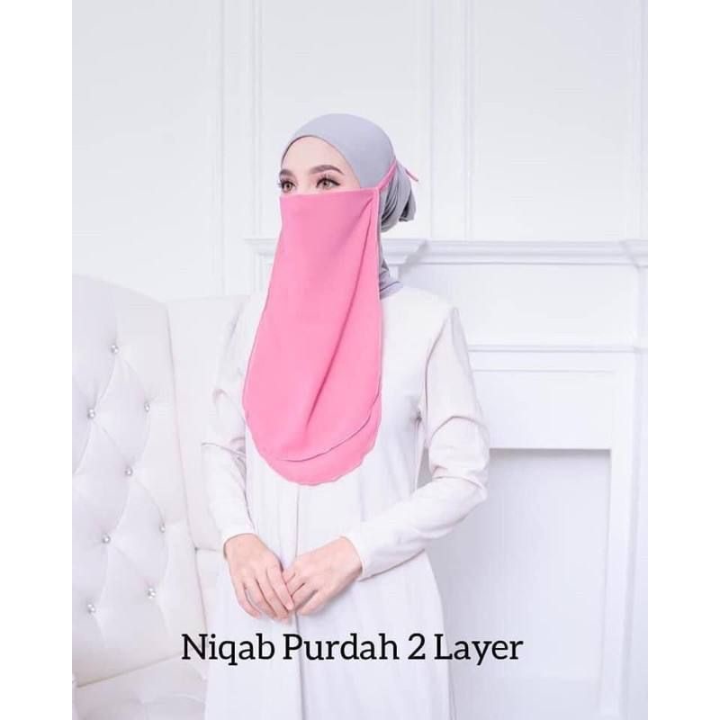 PURDAH 2 LAYER CHIFFON NIQAB TALI MUSLIMAH BORONG | Shopee Malaysia